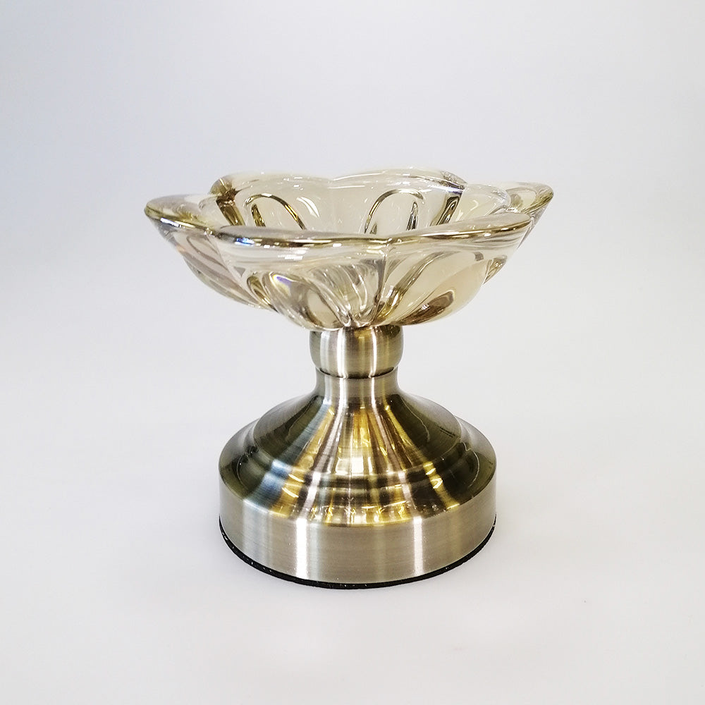 Glass With Gold Base Candle Holder 13x12cm Acquisitions New Zealand