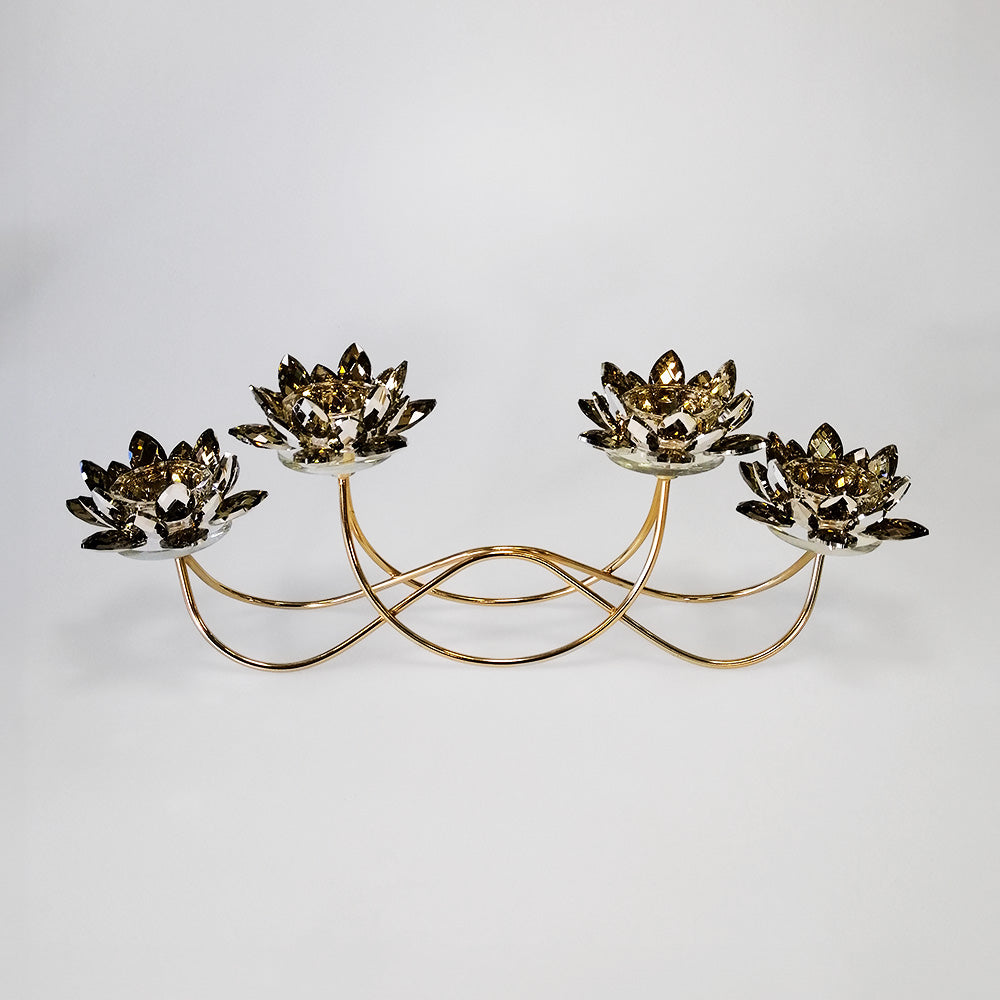 4 Flower Candle Stand With Gold Styled Base Acquisitions New Zealand