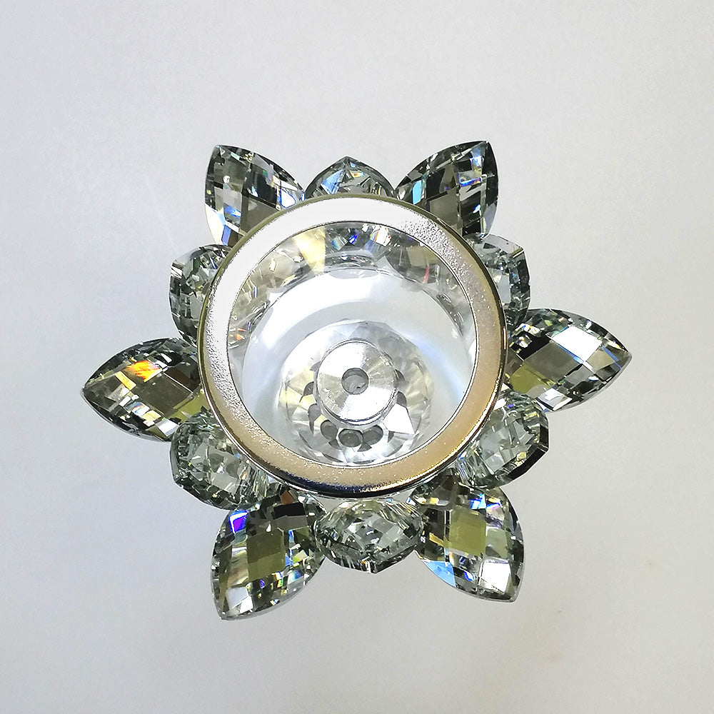 Silver Glass Flower Candle Stand 23cm Acquisitions New Zealand