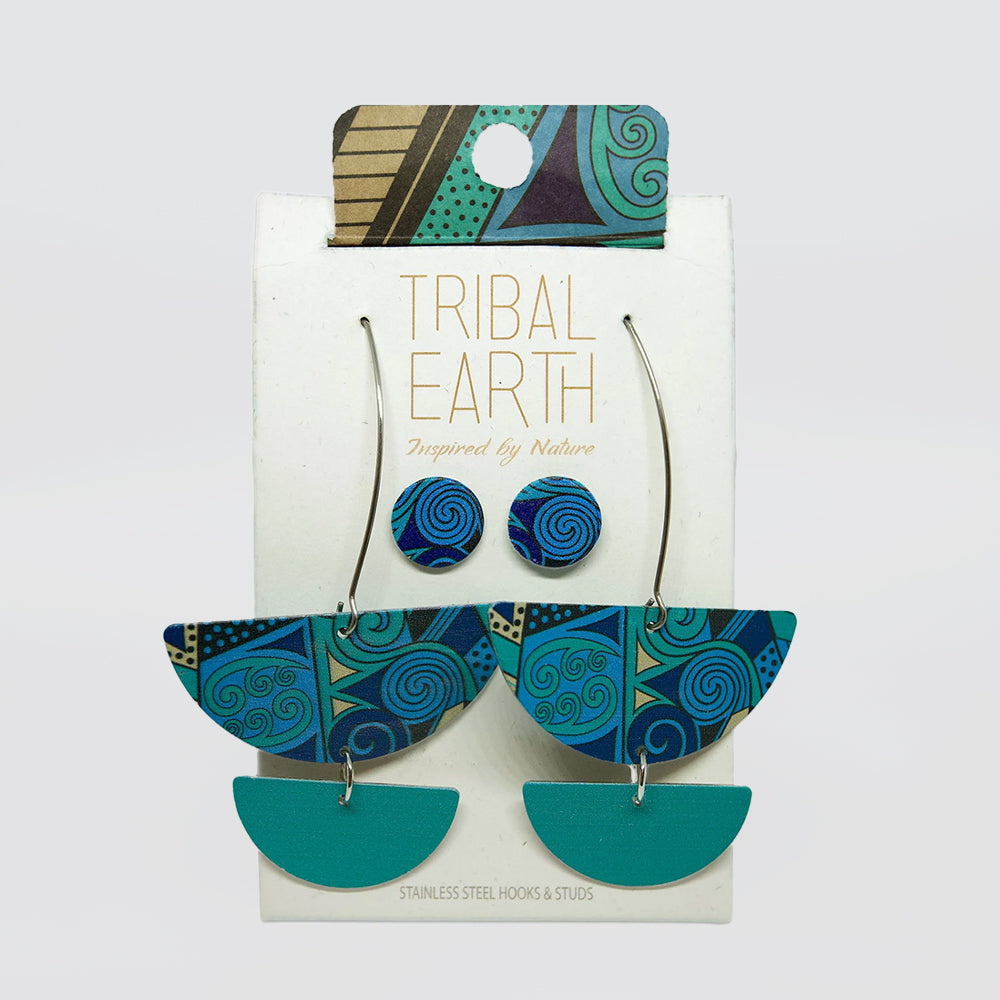 Tribal Earth - 'Blue Koru' Earrings Set – Acquisitions New Zealand