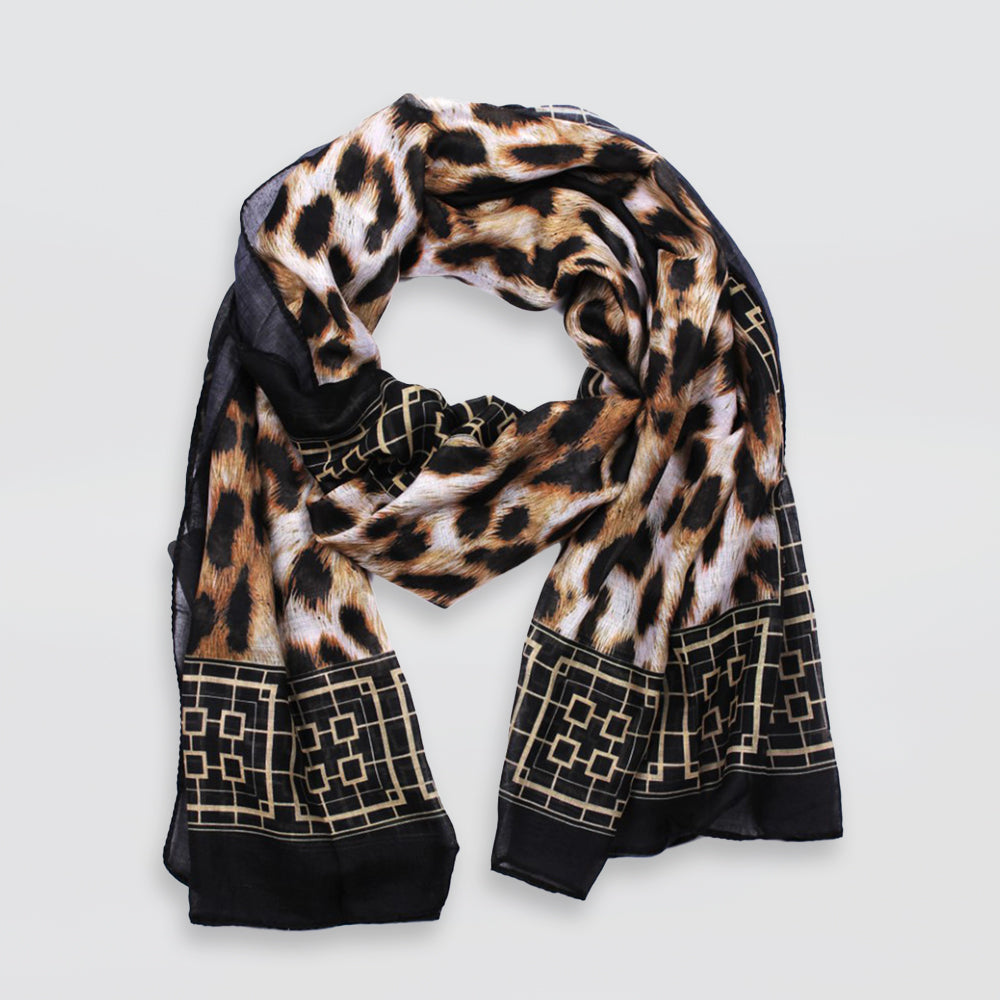 Black Animal Print Scarf