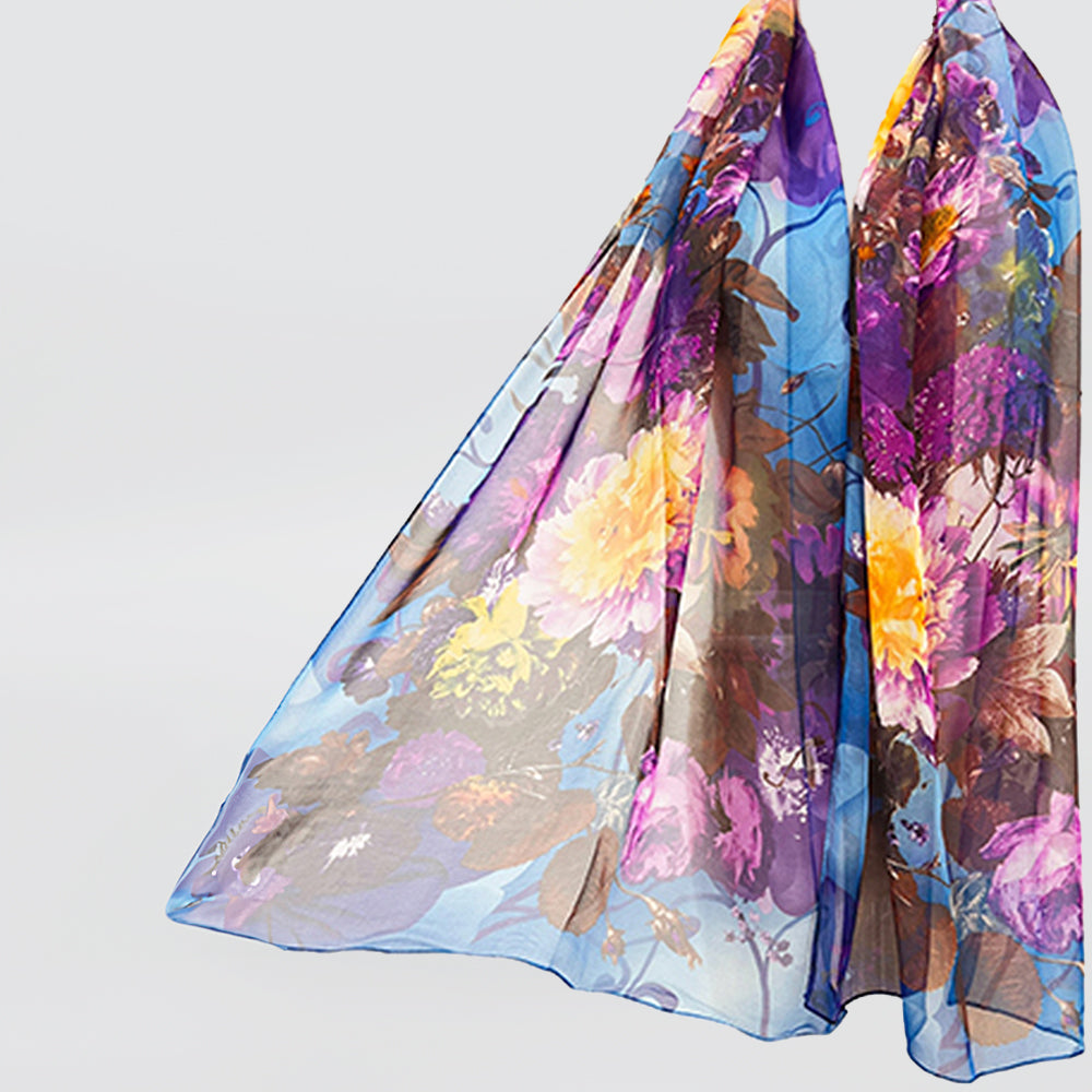 Blue Floral Scarf – Acquisitions New Zealand
