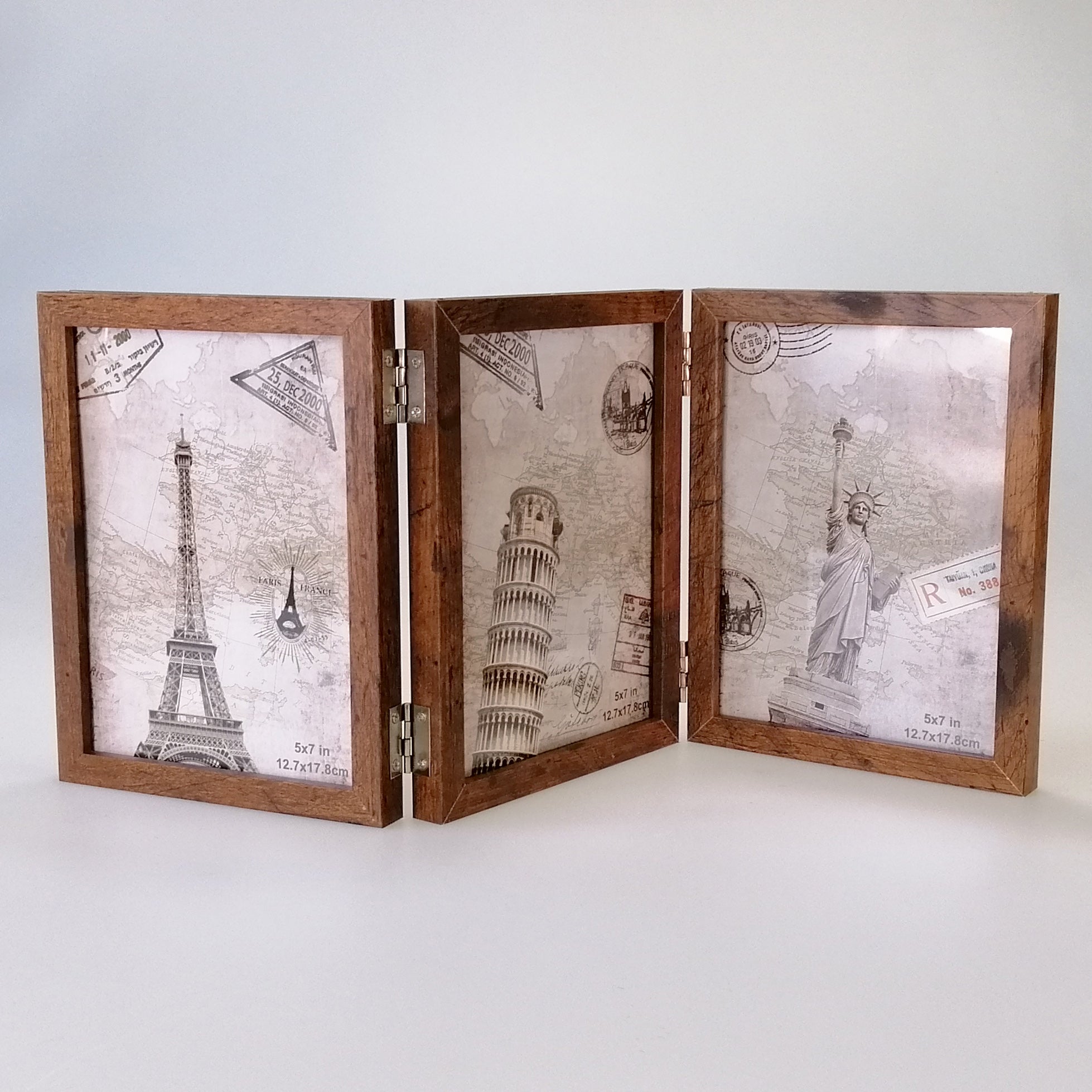 Fold-in Hinged Triple Photo Frame - 5x7"